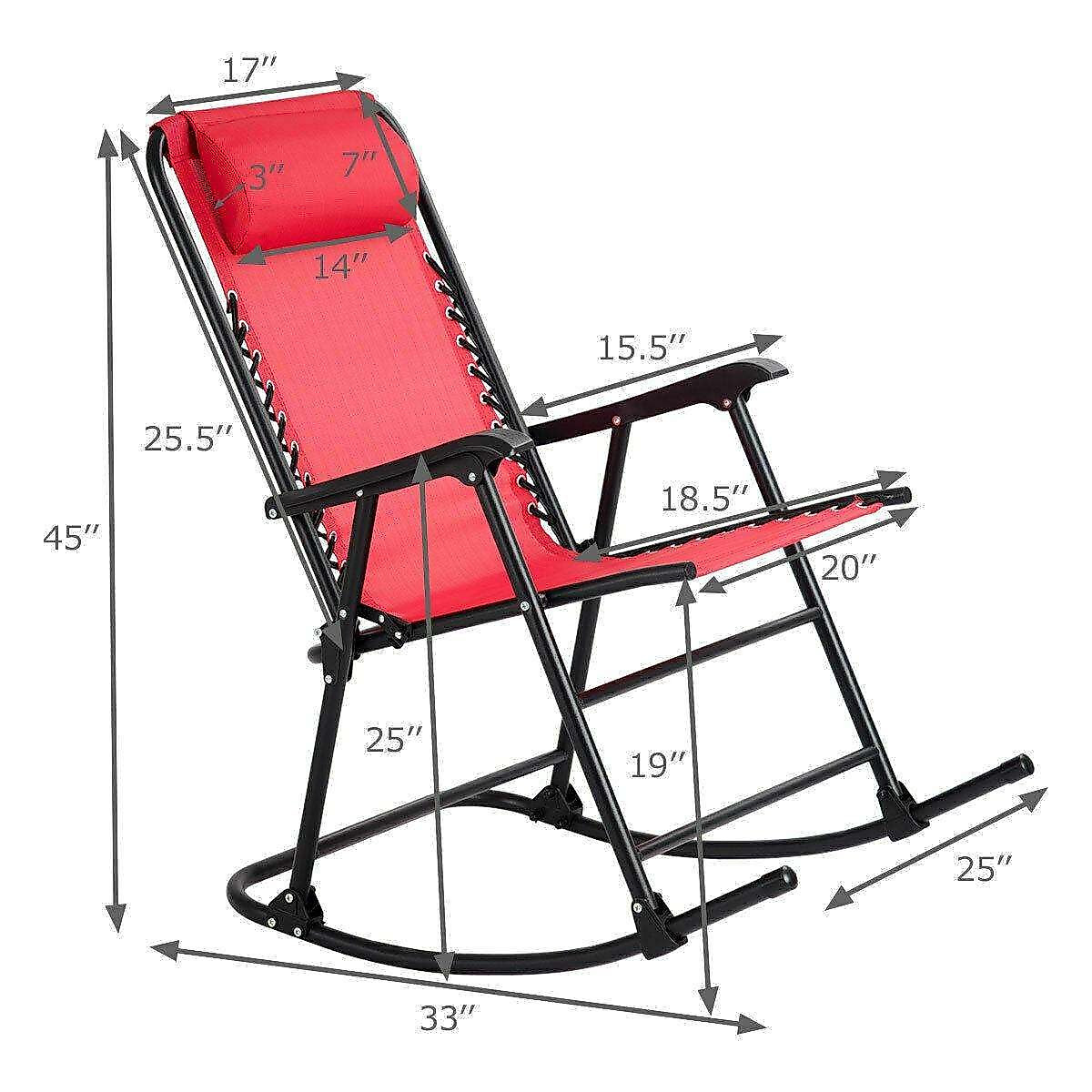 UYSB Folding Rocking Chair Rocker Outdoor Patio Headrest Red Chair Rocking Chair Rocker Chair Rocker Camp Chair Rocker Recliner Rocking Camp Chair Rocking Chairs Outdoor Rocking Chair
