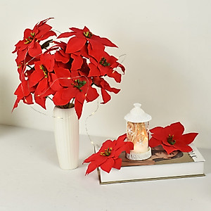 WISTART 30Pcs Christmas Artificial Poinsettia Flowers