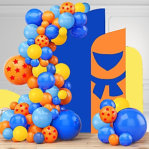 Dragon Balloons Dragon Z Party Supplies - 139 Pcs 7 Stars Balls Birthday Balloon Garland Arch Kit, Dragon Z Ball Latex Balloon Arch For Video Game Cartoon Ball Birthday Party Decorations (blue)