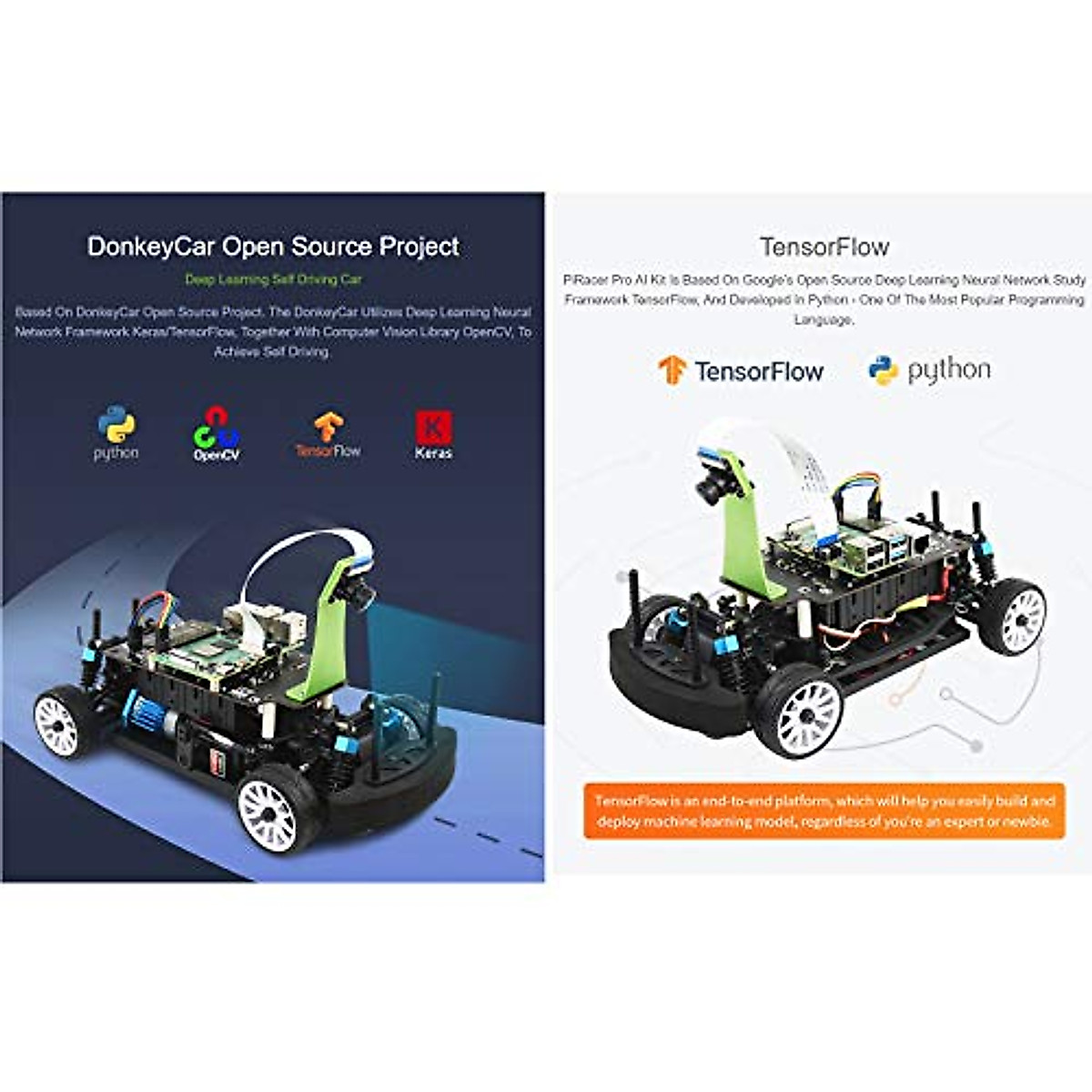 Waveshare PiRacer Pro AI Kit High Performance AI Robot Competitive Race car Deep Learning, Automatic Driving, Comes with Raspberry Pi Model B 4GB