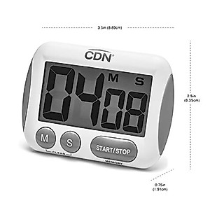 CDN TM15 Kitchen Timer, Extra Large Big Digits, Loud Alarm, Magnetic Backing, Stand- White -