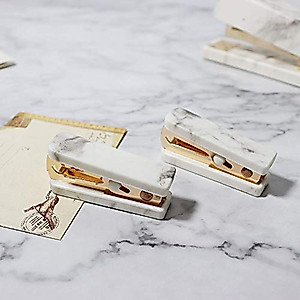 Multibey Staples Remover Tool for Office Staple Removal Puller Kit Gold Metal Jaws Stationery Marble White Texture School Home Desk Supplies Gift Idea (1 Pack)