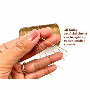 Kulay Artificial Deer Sinew Natural Waxed Flat Polyester Thread for Beading, Leather, Tie-dye Crafts and Sewing, Natural Sinue (5-Ply, 300 Yards or 900 Feet)