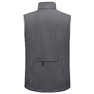 Little Donkey Andy Men's Lightweight Fleece Lined Softshell Vest Windproof Sleeveless Jacket for Hiking Travel Golf Gray L