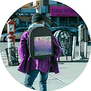 LED Backpack Pix Backpack Smart Backpack Lockable Laptop Backpack With Hard Case For Men Smart Light Up Backpack With Interactive Display Screen, Black