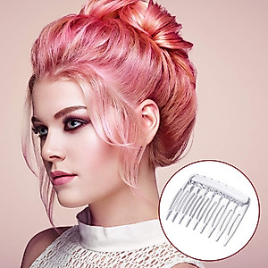 24 Pieces Small Hair Side Combs Plastic French Teeth Hair Combs for Women Hair Clip Combs Bridal Wedding Veil Comb for Fine Hair, Black and Clear