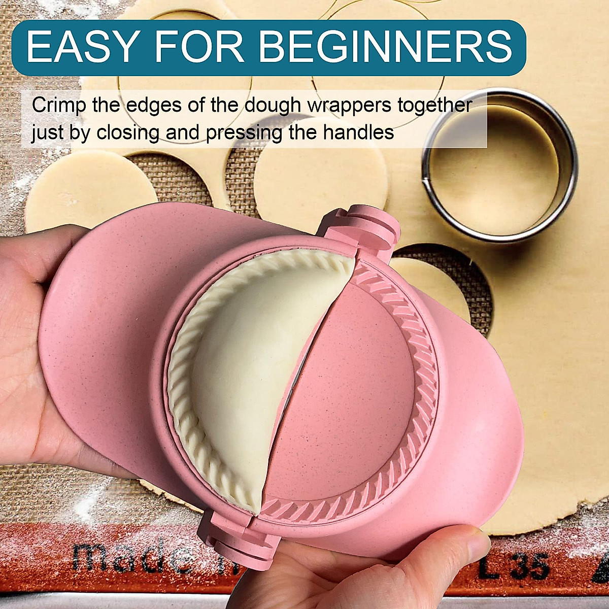 3.1in Dumpling Maker & 4.2in Empanada Maker Press Set Including 2* Press Molds, 2* Round Cutters, 2* Stuffing spoons K03A by CHIVIOR