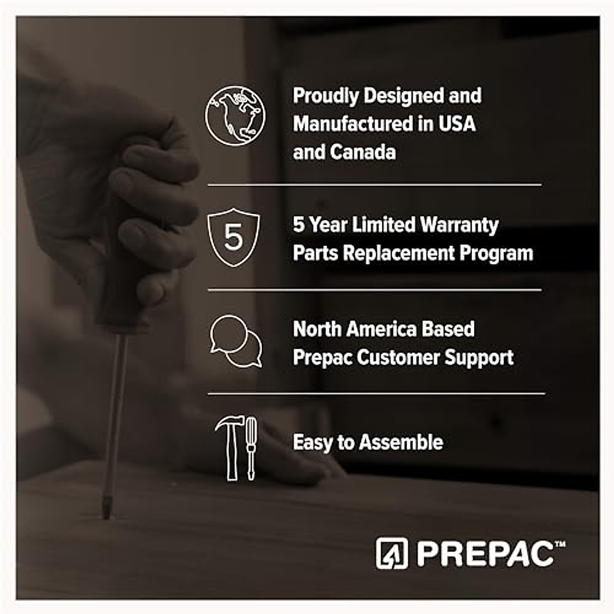 Prepac Sonoma Traditional 5-Drawer Tall Dresser for Bedroom, Functional Bedroom Dresser Chest of Drawers 17.75" D x 31.5" W x 44.75" H, Washed Black