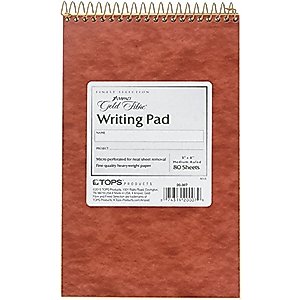 Ampad Gold Fibre Retro Writing Pad, Red Cover, Ivory Paper, 5 x 8, Medium Rule, 80 Sheets, 1 Each (20-007)