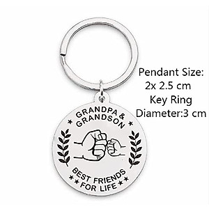 Grandpa Grandson Keychain - Grandpa and Grandson Best Friends for Life Letter Keychain Birthday Christmas Gifts for Grandson Grandfather