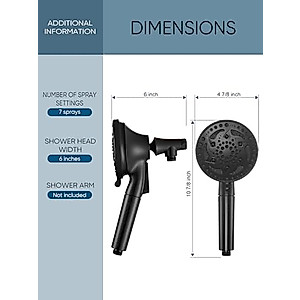 Cobbe Filtered Shower Head with handheld, High Pressure 7-mode Showerhead Hose, Bracket, Water Softener Filters Beads for Hard Remove Chlorine and Harmful Substance, Black, U.S. Patents