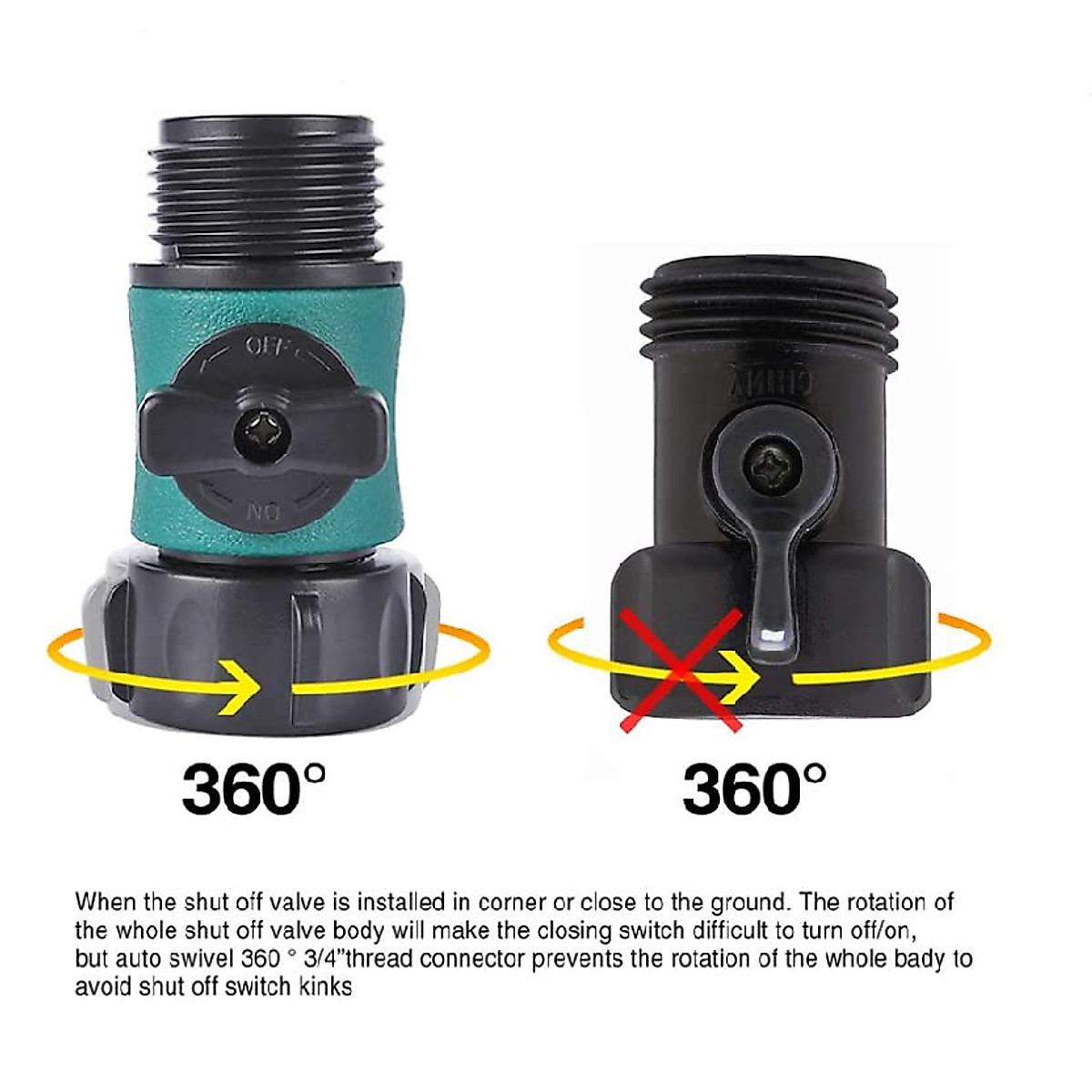 La Farah Garden Hose Shut Off Valve,Plastic Garden Hose Quick Connect Fittings,3/4" Male and Female Quick Connectors with Anti-Leak Ball Valve, Rubber Gaskets(6 PCS)