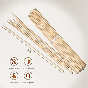 30 Inch / 75cm Extra Long Wood Skewers 50Pcs, Heavy Duty Bamboo Wooden Marshmallow Sticks for Fire Pits Roasting Campfire, Kids Safe Disposable Camping Skewer for Smores Grilling Kebab BBQ Barbecue