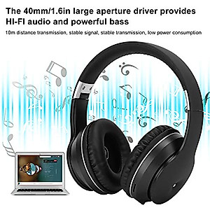 Wireless Headphone, Bluetooth v5.0 Foldable Portable HiFi Noise Cancelling Earphone, Gift with Mic Hands-Free Call & TF Card Function, Over-Ear Headset for Gaming/Learning/Sports(Silver)