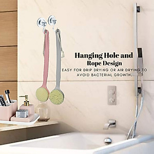 2Pack Back Shower Bath Brush for Elderly Body Cleaning Long Handle for Mens Shower Back Scrubber for Women Exfoliation Soft Bristles Skin Exfoliating Shower Body Foot Brush Pink Gray