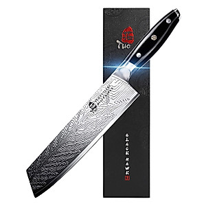TUO Kiritsuke Chef Knife - Vegetable Cleaver Kitchen Knife 8.5-inch High Carbon Stainless Steel - Japanese Knives with G10 Full Tang Handle - Black Hawk-S Knives Including Gift Box