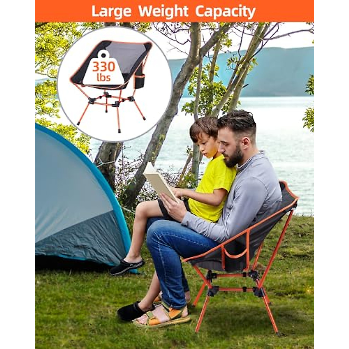 Sportneer Backpacking Chair, Lightweight Portable Camping Chair for Adults Foldable Outdoor Collapsible Camp Chair for Camping Hiking Lawn Picnic Beach Outside Travel