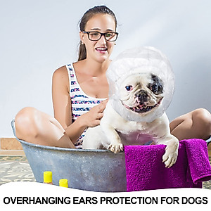 Weewooday 32 Pieces Disposable Pet Shower Caps Plastic Dog Ear Covers for Bathing Dogs Ear Drops Cap Guard Transparent Overhanging Ears Protection for Puppy Kitten Small Pets Bath Shower Rain Water