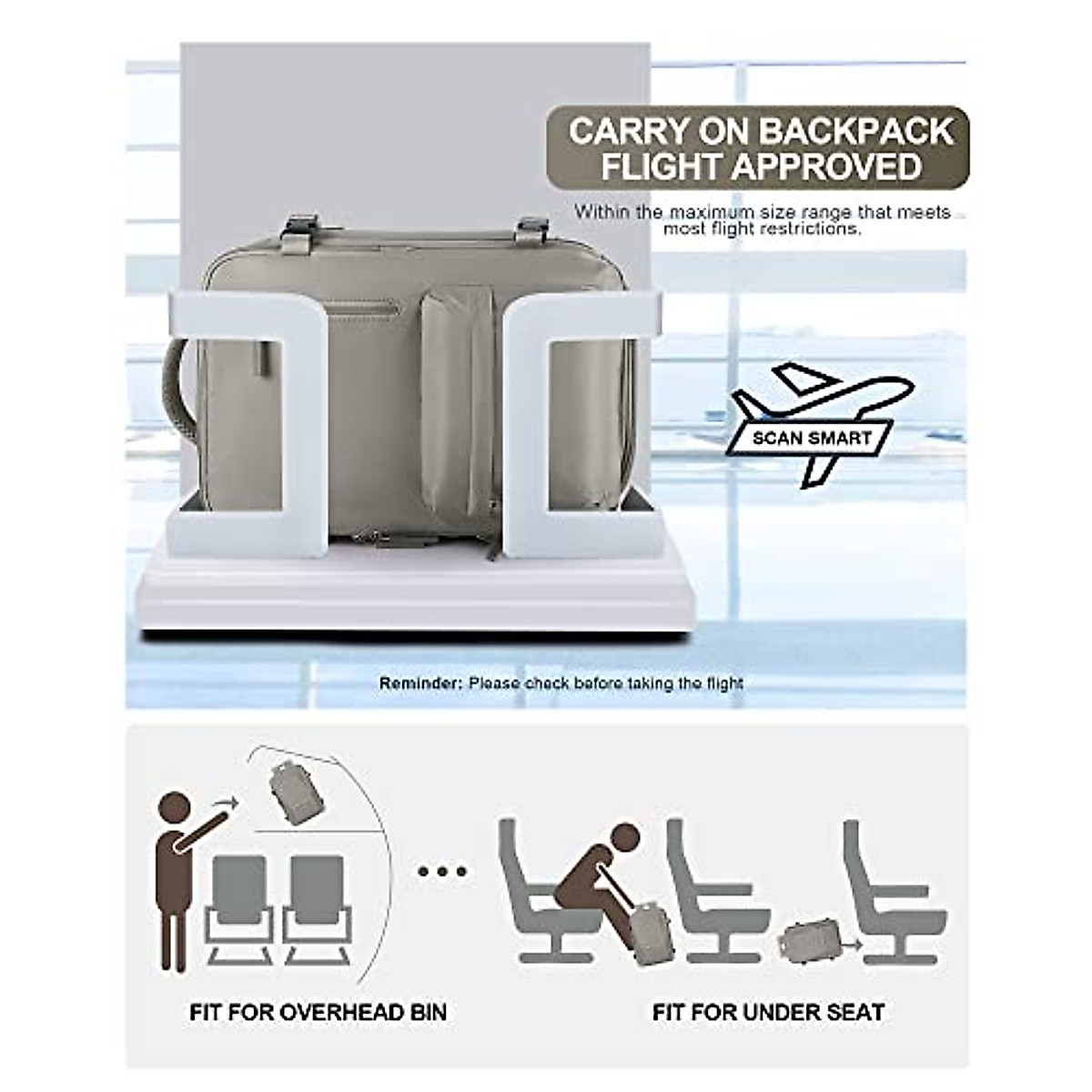 VGCUB Carry on Backpack,Large Travel Backpack for Women Men Airline Approved Gym Backpack Waterproof Business Laptop Daypack, Brown