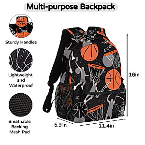 Sports Basketball School Backpack Boy Girl Kids Schoolbag Bookbag Laptop Travel Hiking Daypack for Women Men