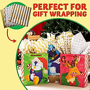 JOYIN 150 Piece Christmas Metallic Silver and Gold Tissue Paper Assortment (20" x 20" inches) Holiday Gold Gift Wrapping for Party Favors Goody Bags, Xmas Presents Wrapping Stocking Stuffers