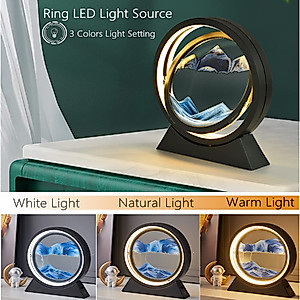 MIUVA Moving Sand Art Picture,Quicksand Painting Round Glass Sandscapes 3D Deep Sea Sand Art (Ocean, 12 inch)