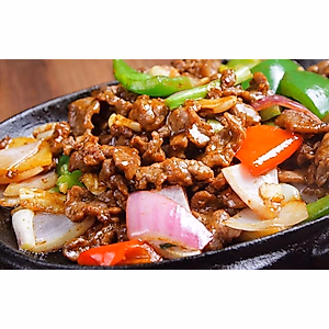 JapanBargain 1809, Set of 2 Sizzling Steak Plates with Wooden Base Cast Iron Fajita Skillet Server Plate for Home or Restaurant Use, Induction Cookware, 6 Set