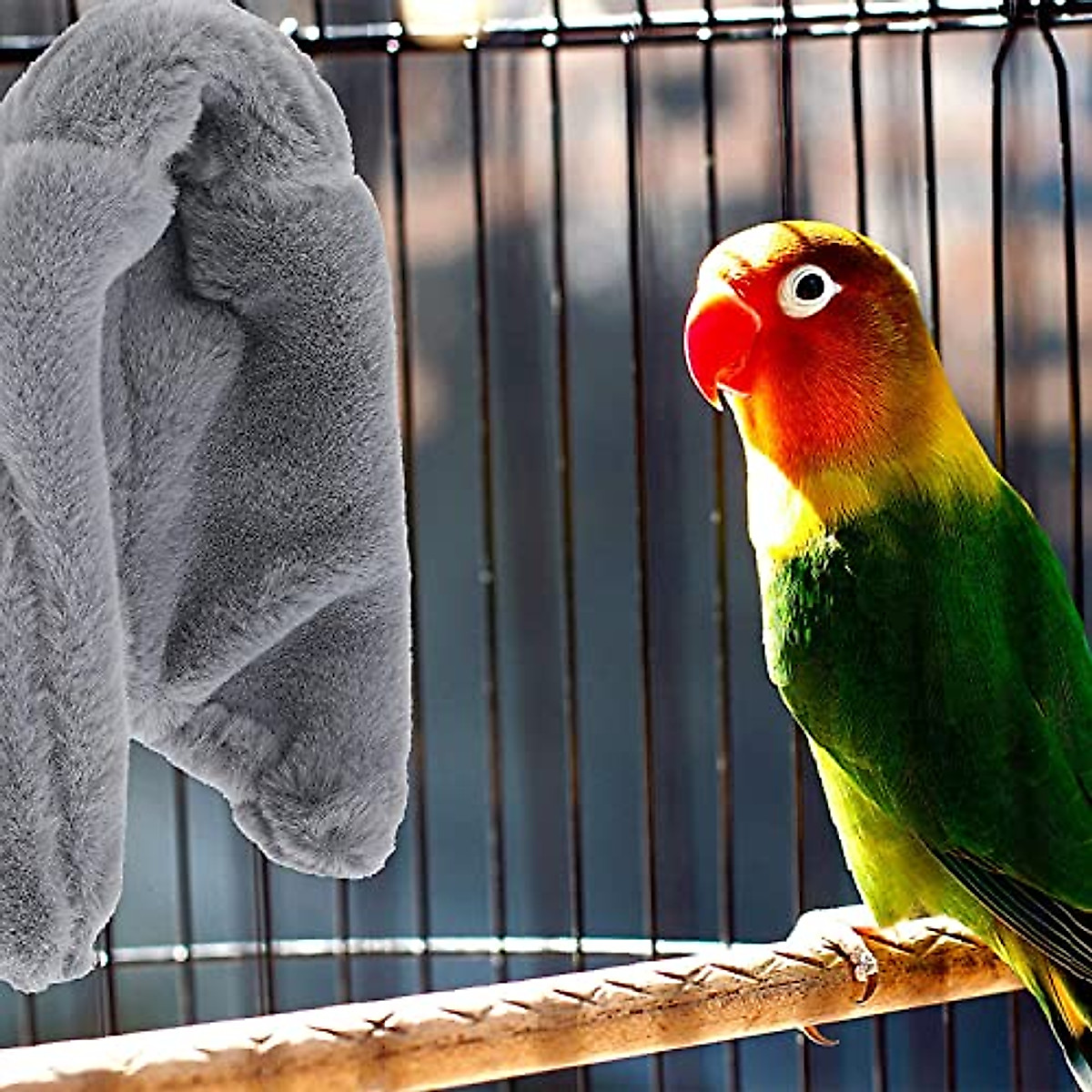 ISMARTEN 2 Pieces Comfort Corner Fleece Bird Blanket, Cuddle Nest Hanging Toy for Bird Cage, Warm Bird Shelter Bed for Small and Medium Parrots, Cockatiel Pigeon and Lovebirds (M)
