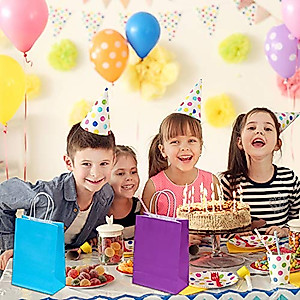 Nrbecurn 36 Pieces Kraft Paper Bags Party Favor Bags Gift Bags with Handles for Birthday Wedding Halloween Party-6 Color