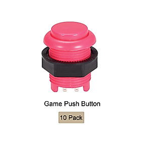 Rebower Momentary Game Push Button Switches Game Small Button [for Arcade Video Game] -M28/Pink/10 Pcs