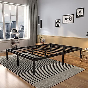 TIEGUNER 14 Inch King Bed Frame, Heavy Duty Metal Platform Easy Assembly Bed Frame, No Box Spring Needed Mattress Foundation 3500 Lbs Support, Noise Free, Maximum Storage (Black)