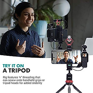 Movo OPR-50 Smartphone Video Rig Compatible with DJI OSMO Pocket 1, 2 - Includes Smartphone Mount and 2X Shoe Mount for Video Microphone, Video Light, and More - Phone Stabilizer for Video Recording
