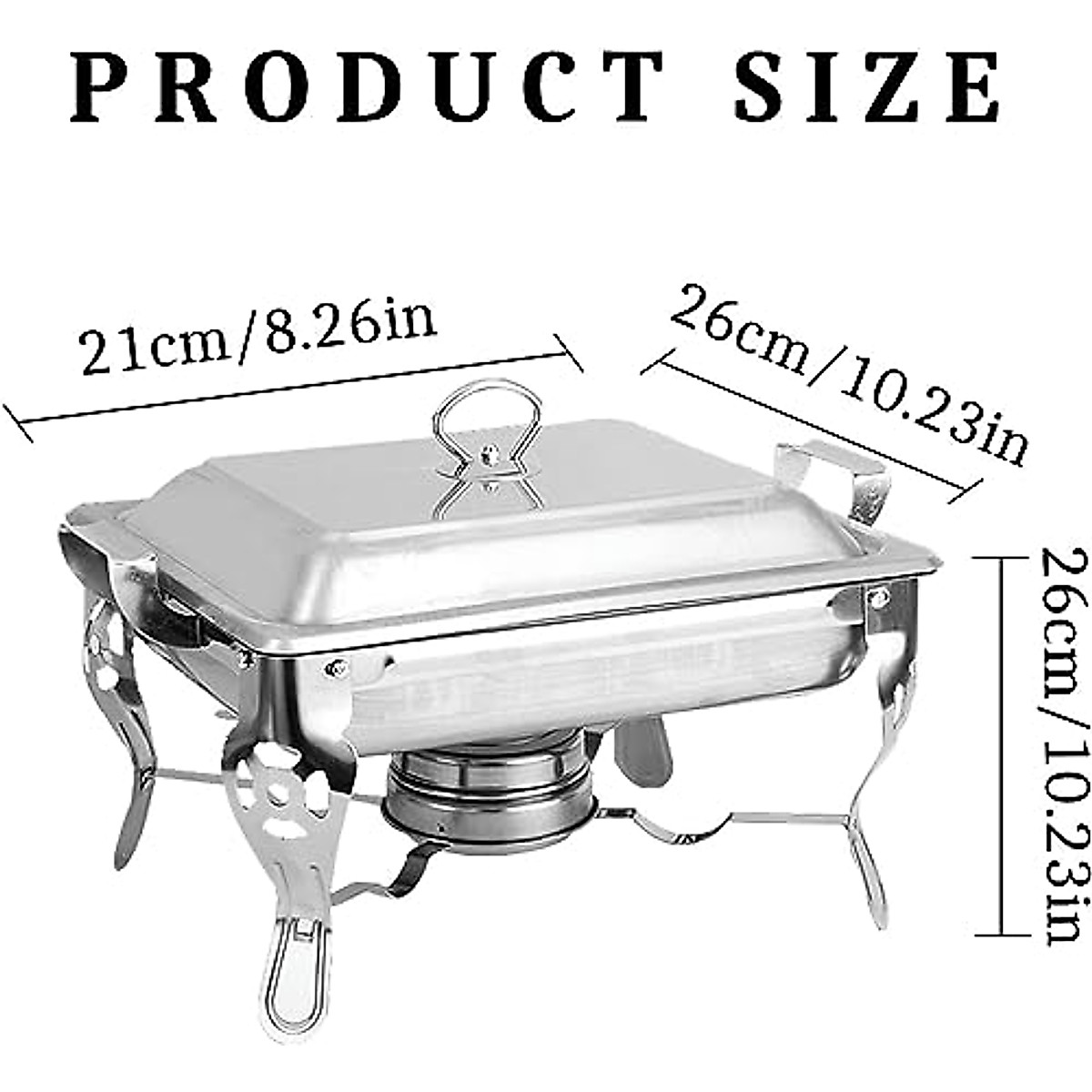 4.5L Stainless Steel Chafing Dish with Lid, Rectangular Foldable Buffet Server Pans Food Warmer, for Wedding, Parties, Banquet, Catering Events