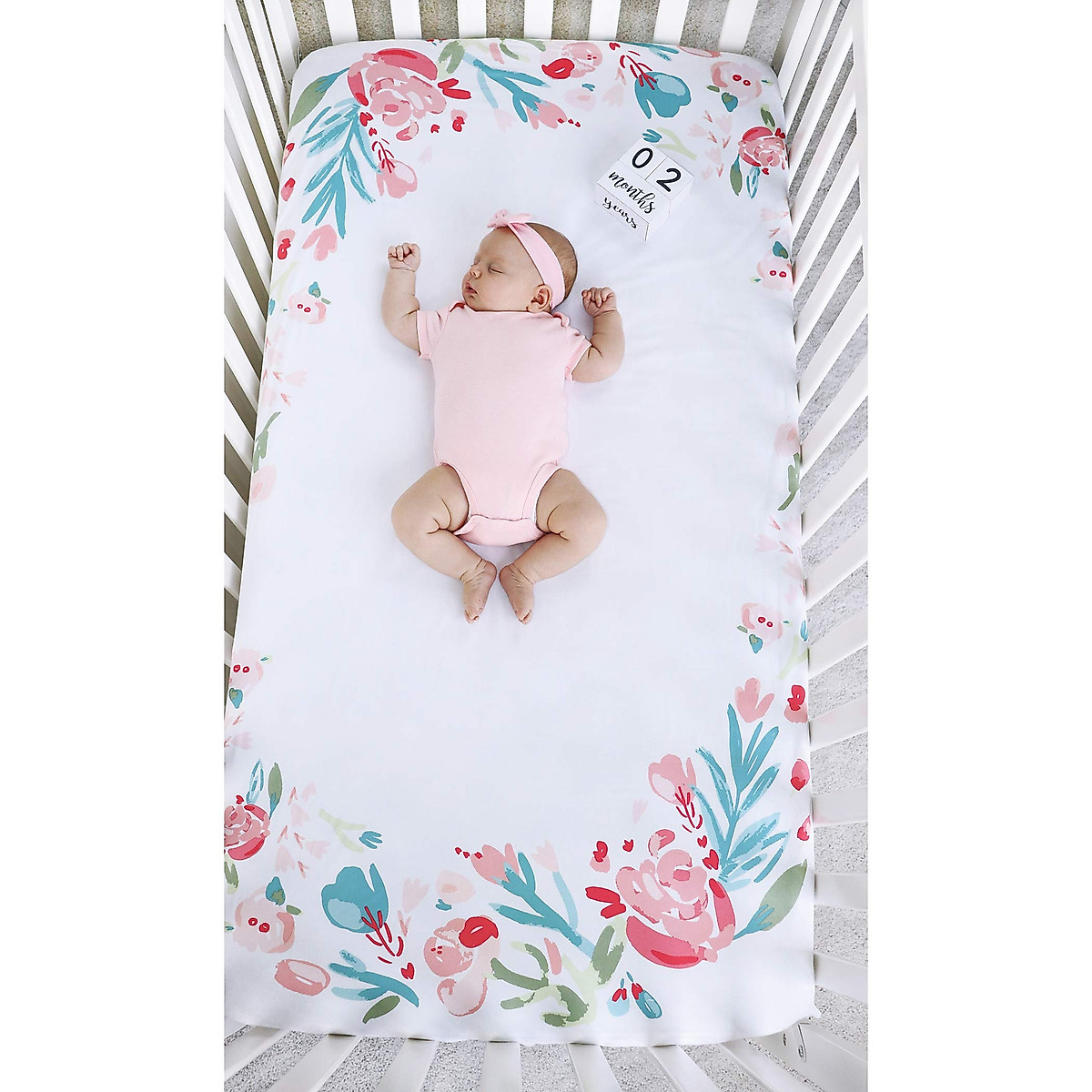 My Tiny Moments Painterly Floral Photo Op Fitted Crib Sheet