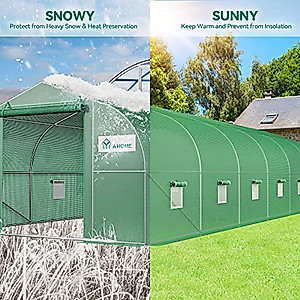 YITAHOME 30x10x6.5ft Greenhouse Large Heavy Duty Outdoor Greenhouses Walk in Tunnel Green House Gardening Upgraded Galvanized Steel Frame Ropes Zipper Doors 7 Crossbars Garden, Green