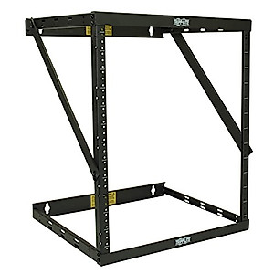 Tripp Lite 8U/12U/22U Expandable Wall-Mount 2-Post Open Frame Rack, Adjustable Network Equipment Rack, Switch Depth, 18" Deep, 5 Year Warranty (SRWO8U22), black