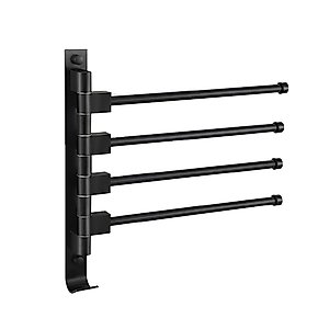Rotating Towel Bar Hand Towel Holder Wall Mounted Storage Shelf Towel Ladder Hanger for Bathroom Kitchen Waterproof Towel Bar Holder Rack Adhesive Bathroom Replacement Bath Shelf Small Wall