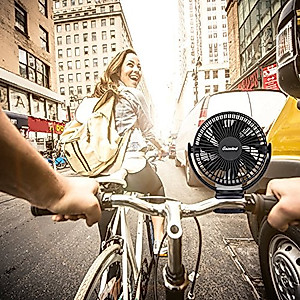 Gazeled Battery Operated Fans for Camping, Battery Powered Fan with Clip, Timer, 3 Speeds, 6700mAh Rechargeable Stroller Fan, Portable Fan with Strong Clamp, Quiet Desk Fan for Home,Office,Black