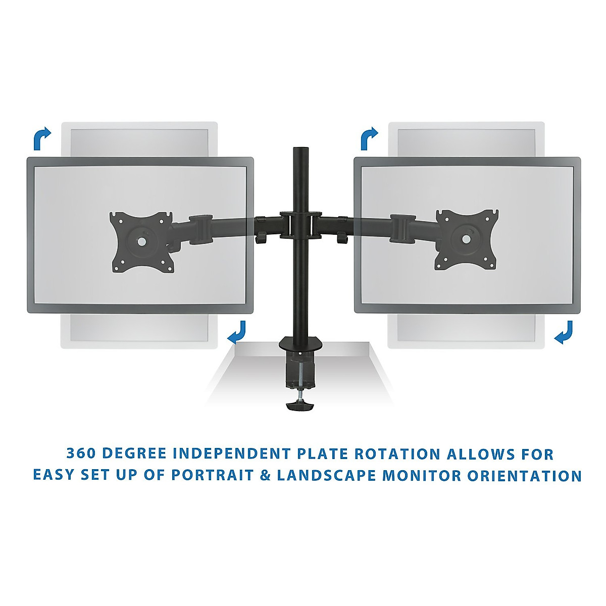 Mount-It! Dual Monitor Mount | Double Monitor Desk Stand Arm | Two Articulating Arms Fit 2 Screens 17 19 20 21 22 24 27 Inch Computer | VESA 75 100 Compatible Displays | C-Clamp Base