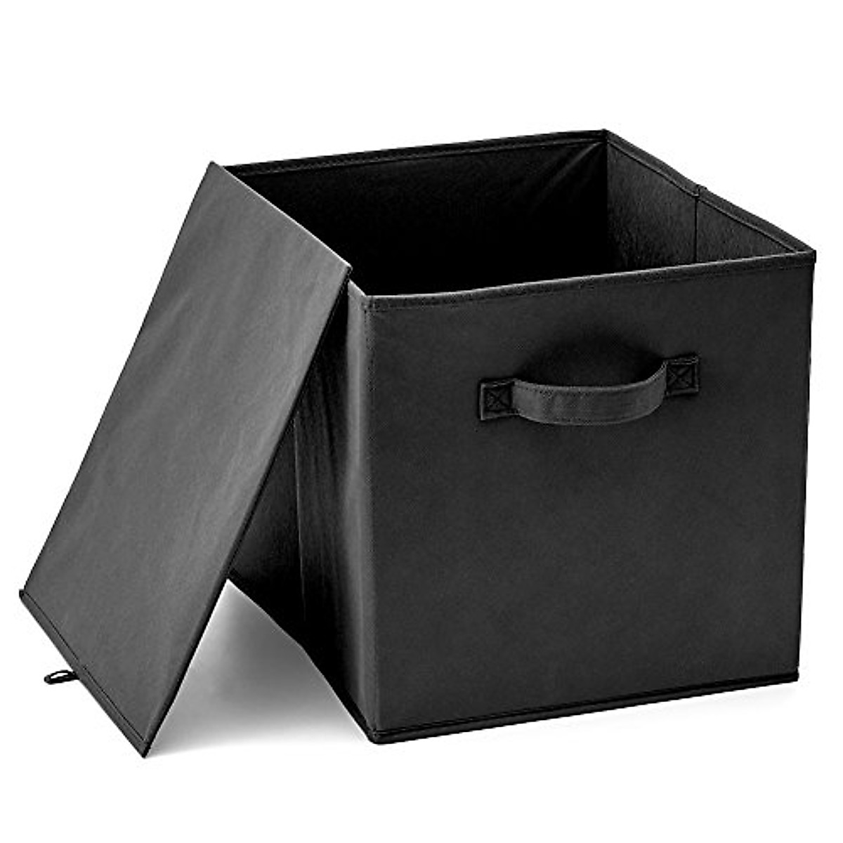 EZOWare Set of 4 Foldable Black Fabric Basket Bin, Collapsible Storage Cube Boxes for Nursery Toys (13 x 15 x 13 inches)