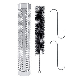 Jerliflyer BBQ Smoker, Pellet Smoker Tube Hexagonal Stainless Steel BBQ Pipe Outdoor Mesh Grill Smoke Generator for All Electric Gas Charcoal Grill Smoker Hot Cold Smoking
