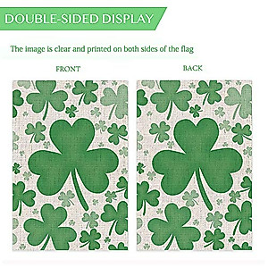 Bravilan St. Patrick's Day Garden Flag Vertical Double Sided Irish Green Shamrock Garden Flag, St Patricks Day Holiday Yard Home Outdoor Decoration 12.5 x 18 Inch