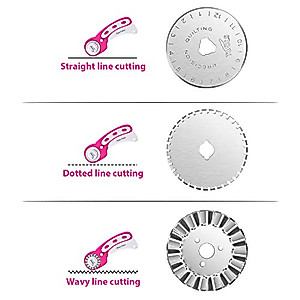 12 Pieces Rotary Cutter Blades Replacement Rotary Blades Round Trimmer Refill Blades in 45 mm Compatible with Fiskars Olfa Rotary Cutter for Quilting Cutting Sewing Crafts, 8 Types