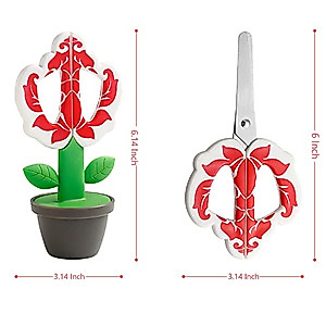Kids Craft Scissors,Novelty Flower Design Stainless Steel Student Scissors for School 6 Inch All Purpose Left Handed Office Scissors with Blunt Tip-Morning Glory