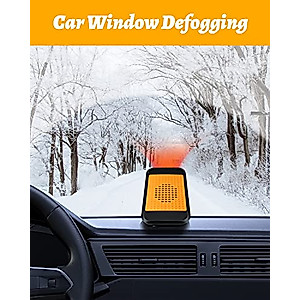 12V 200W Dashboard Heater for Car, Portable Car Heater That Plugs into Cigarette Lighter, Fast Heating Cooling Defrost Defogger for Car, 360 Degree Rotatable Base