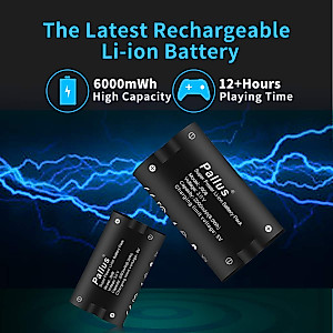 Pallus Lithium Xbox Controller Battery Pack Compatible for Xbox Series X|S/Xbox One/Xbox One S/Xbox One X Wireless Controller, 1 Pack 6000mWh Li-Ion Rechargeable Xbox Controller Battery Pack