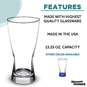 DISCOUNT PROMOS Pilsner Glasses 13.25 oz. Set of 12, Bulk Pack - Made in the USA, Perfect for Hotels, Restaurants, Bars and Even Party Favors - Clear