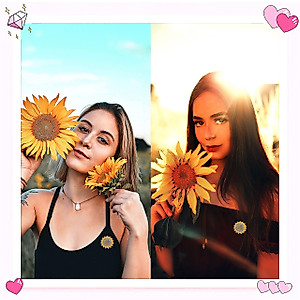 Sunflower brooch pins for women color crystal rhinestones retro handmade elegant sun flower brooches pins