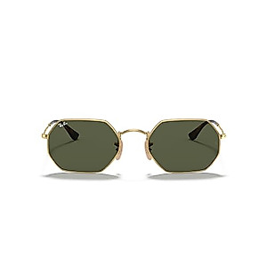 Ray-Ban RB3556N Octagonal Flat Lens Sunglasses, Gold/G-15 Green, 53 mm