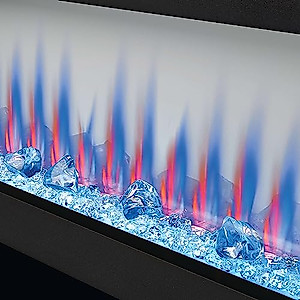 Napoleon CLEARion Elite Series 60 See-Through Built-in Electric Fireplace - Multi-Color Flames with Large Crystal Cubes and Hand-Painted Logs - with Remote Control - NEFBD60HE
